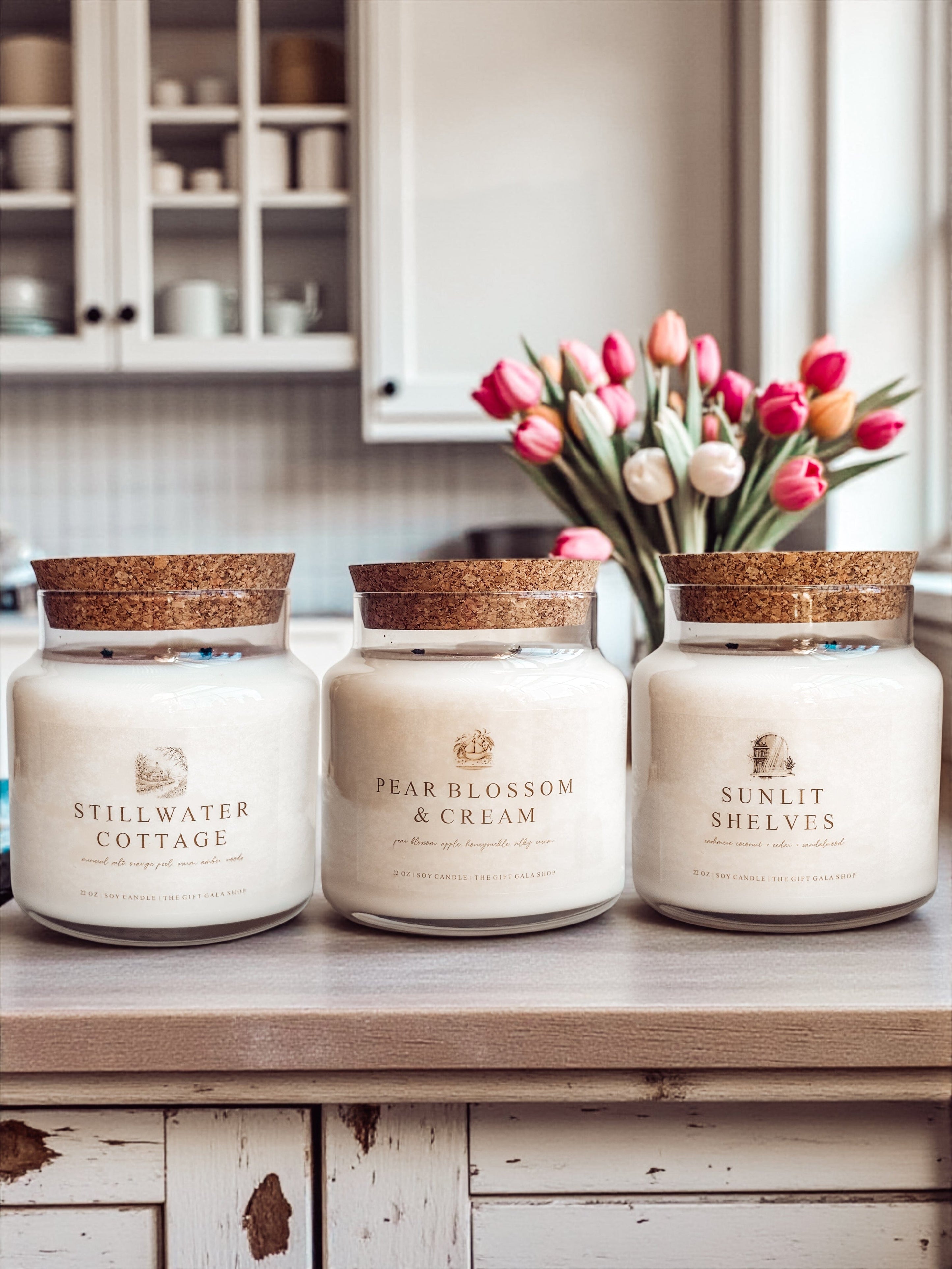 22 oz Spring Soy Candles | Large Apothecary Jar Candle with Cork Lid ...